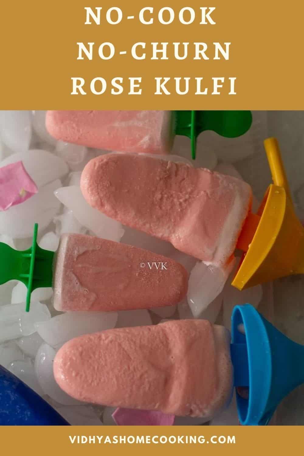Rose Kulfi | No-Cook Rose Kulfi - Vidhya’s Vegetarian Kitchen