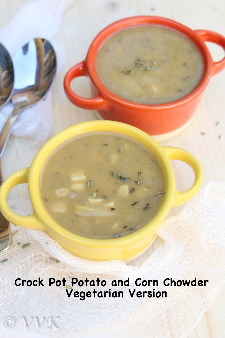 Slow Cooker Vegetarian Corn and Potato Chowder