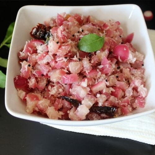 Red Radish Dry Curry | Red Radish Poriyal - Vidhya’s Vegetarian Kitchen