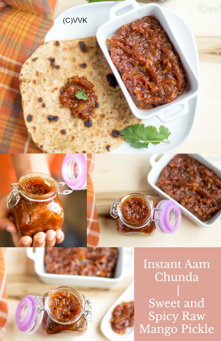 Instant Aam Chunda | Sweet and Spicy Raw Mango Pickle
