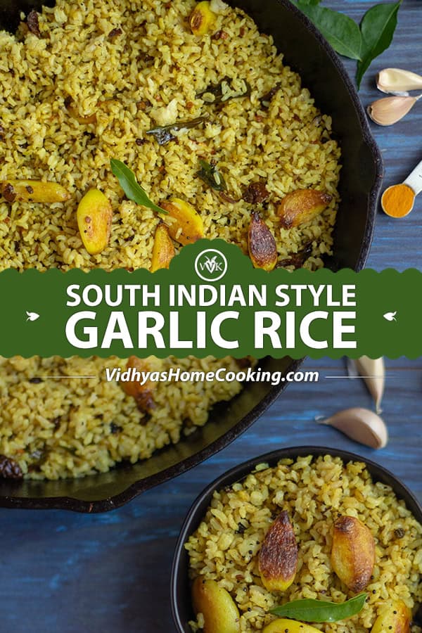Garlic Rice | Poondu Sadam - Vidhya’s Vegetarian Kitchen