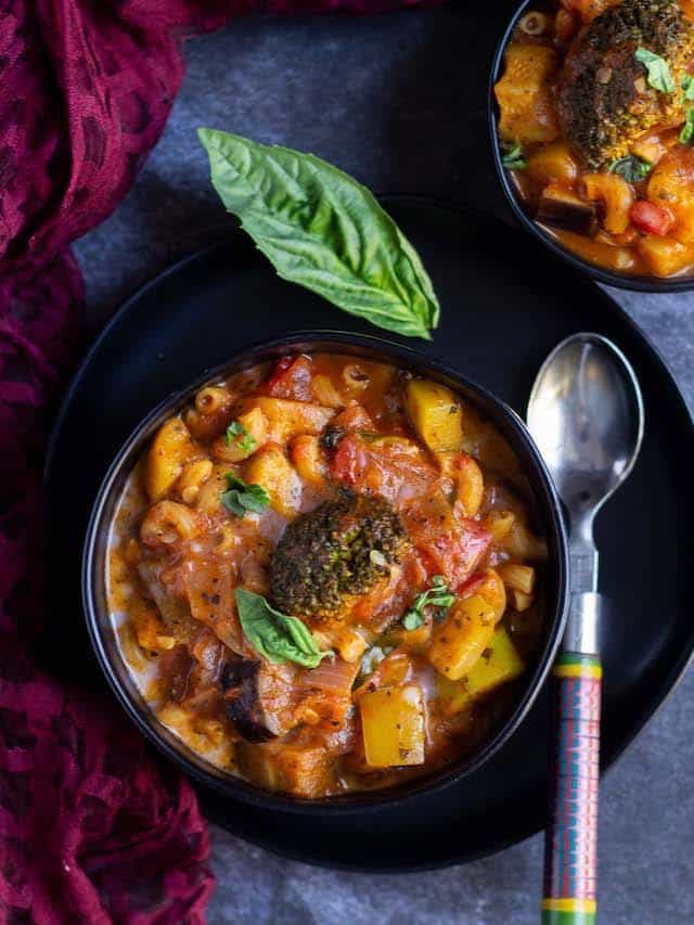 Instant Pot Mixed Vegetable Pasta Soup - Vidhya’s Vegetarian Kitchen