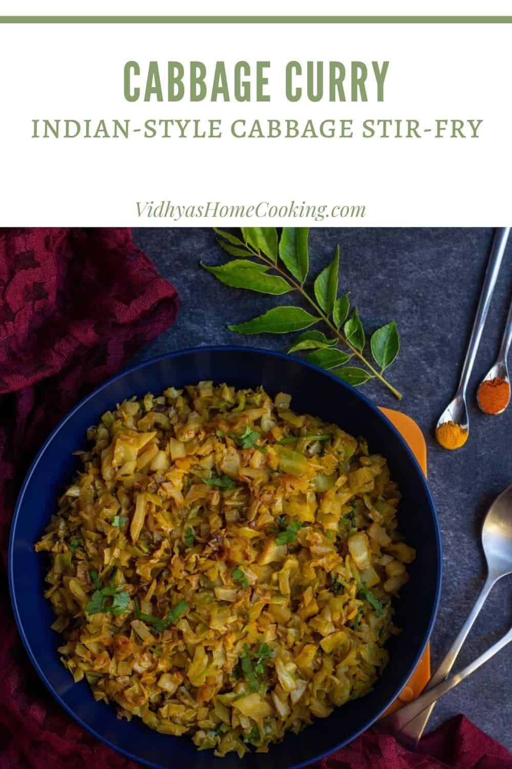 Cabbage Curry Recipe (Indian-Style) - Vidhya’s Vegetarian Kitchen