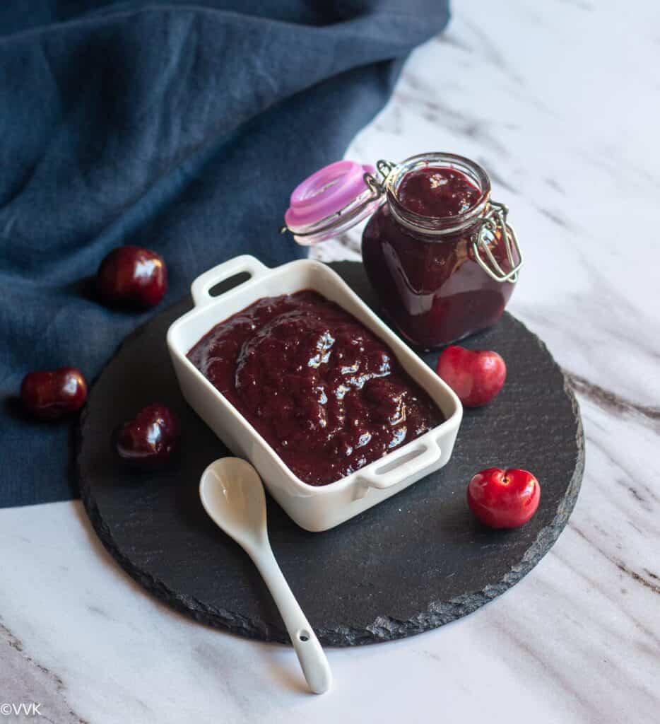 Cherry Chutney | Instant Pot Cherry Relish - Vidhya’s Vegetarian Kitchen