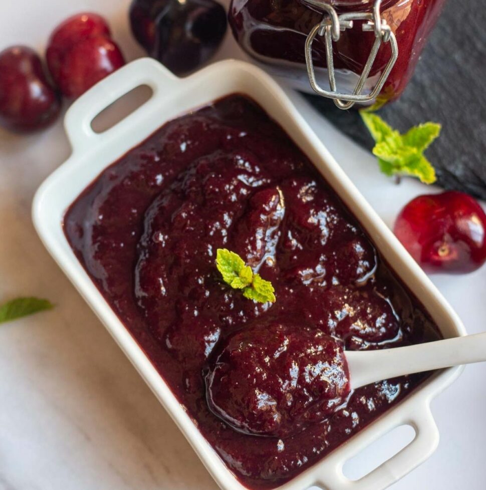 Cherry Chutney | Instant Pot Cherry Relish - Vidhya’s Vegetarian Kitchen