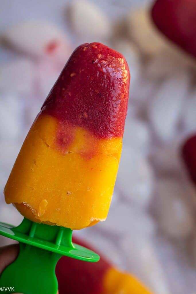 Mango Raspberry Popsicles - Vidhya’s Vegetarian Kitchen