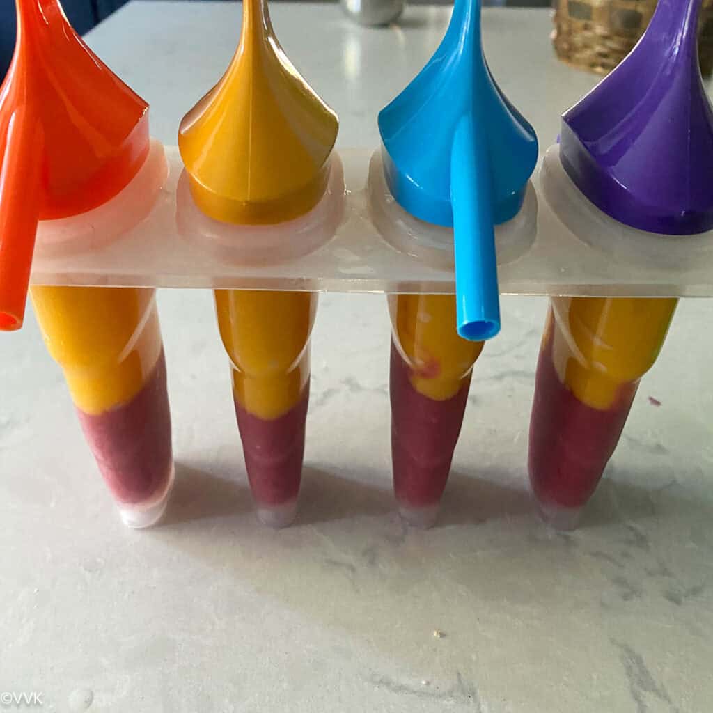Mango Raspberry Popsicles - Vidhya’s Vegetarian Kitchen