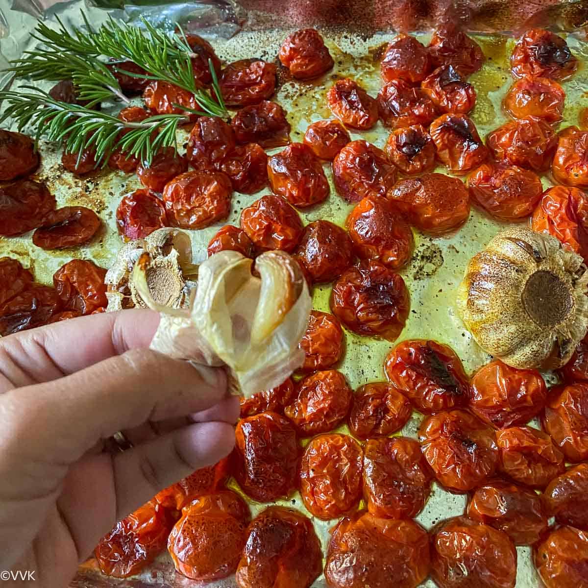 Roasted Tomatoes With Garlic - Vidhya’s Vegetarian Kitchen