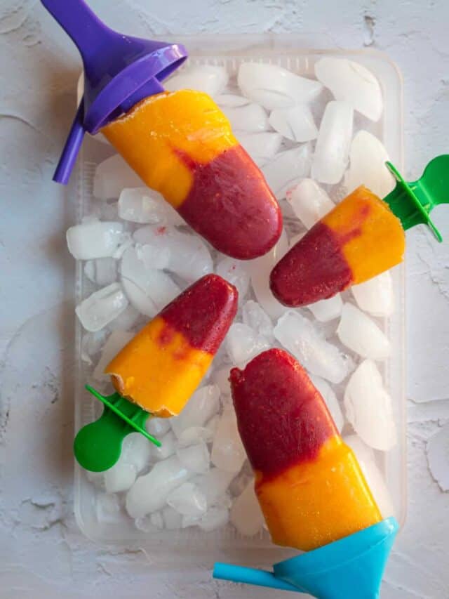 The Best Ever Mango Raspberry Popsicles - Vidhya’s Vegetarian Kitchen