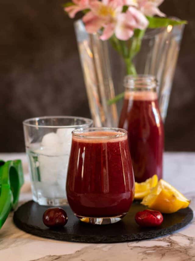 Fresh Cherry Lemonade with Lychee - Vidhya’s Vegetarian Kitchen