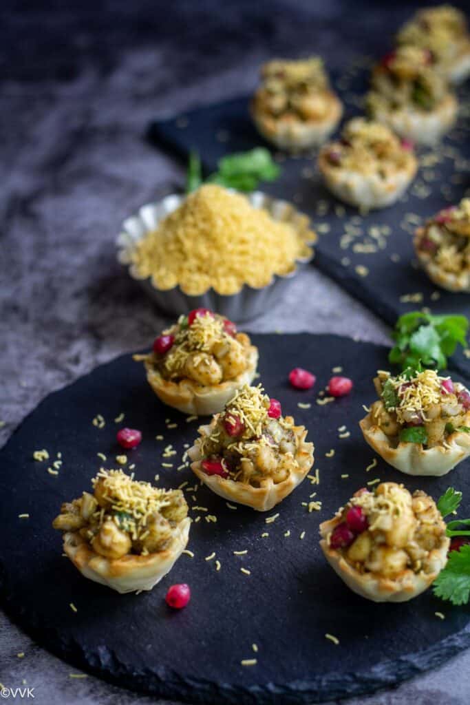 Phyllo Aloo Chana Chaat Cups - Vidhya’s Vegetarian Kitchen