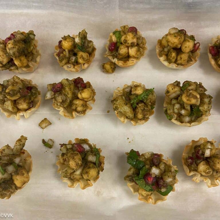 Phyllo Aloo Chana Chaat Cups - Vidhya’s Vegetarian Kitchen