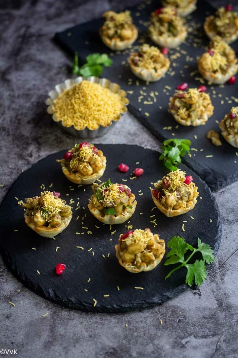 Phyllo Aloo Chana Chaat Cups - Vidhya’s Vegetarian Kitchen