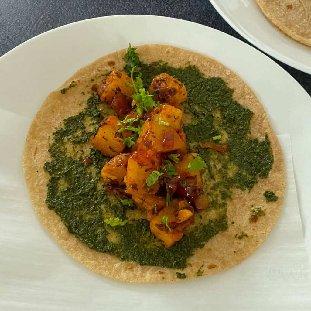 Easy Roti Rolls with Potato Curry | Potato Chapati Roll