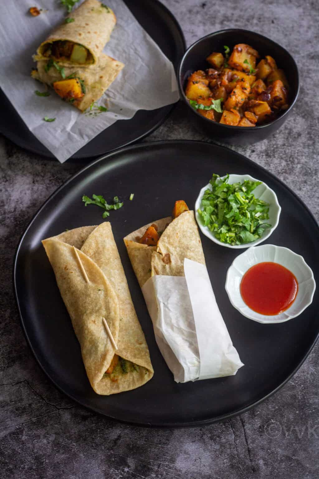 Easy Roti Rolls with Potato Curry | Potato Chapati Roll