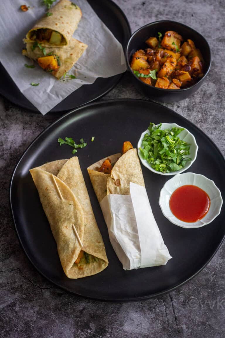 Easy Roti Rolls with Potato Curry | Potato Chapati Roll