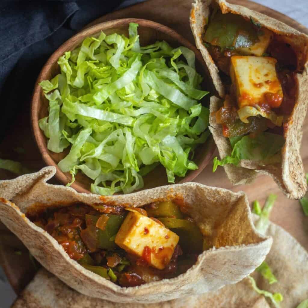 Schezwan Paneer Pita Pockets - Vidhya’s Vegetarian Kitchen