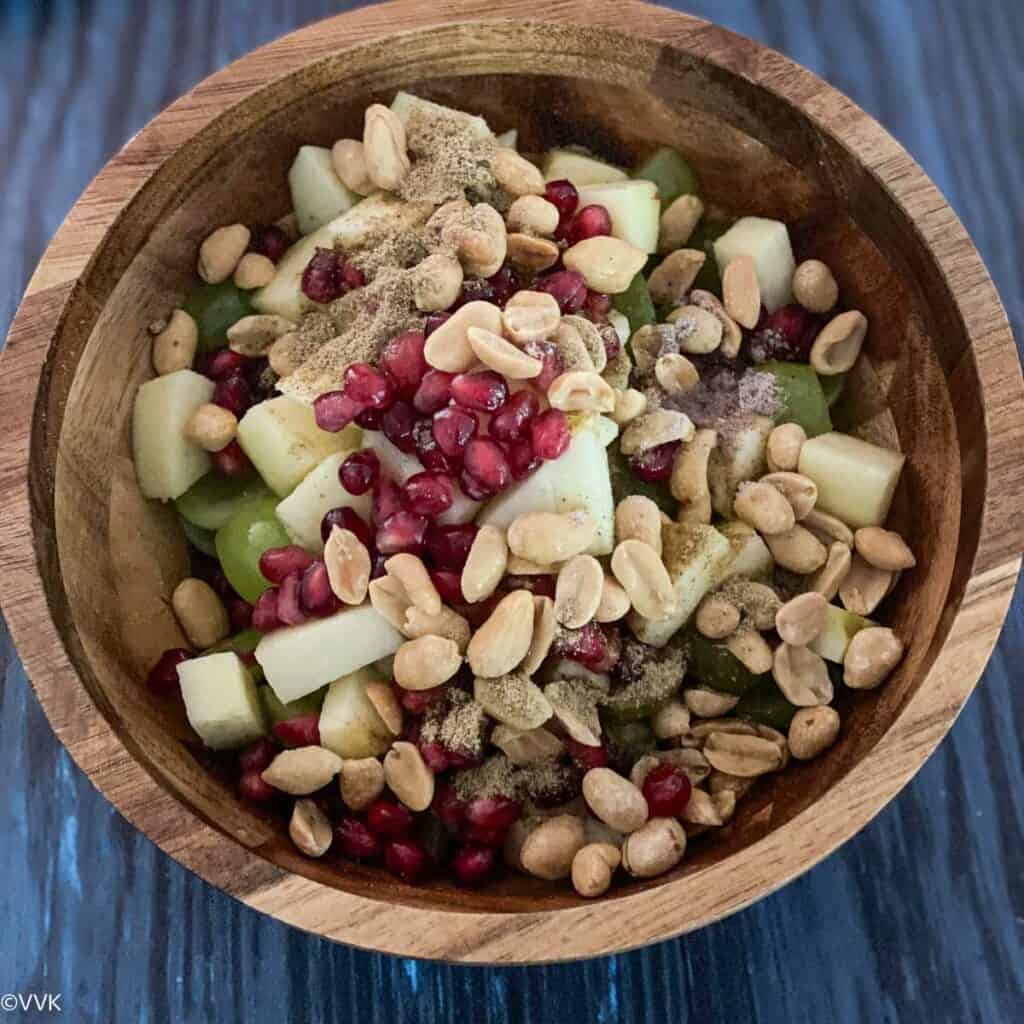 Fruit Chaat with Veggies and Roasted Peanuts - Vidhya’s Home Cooking