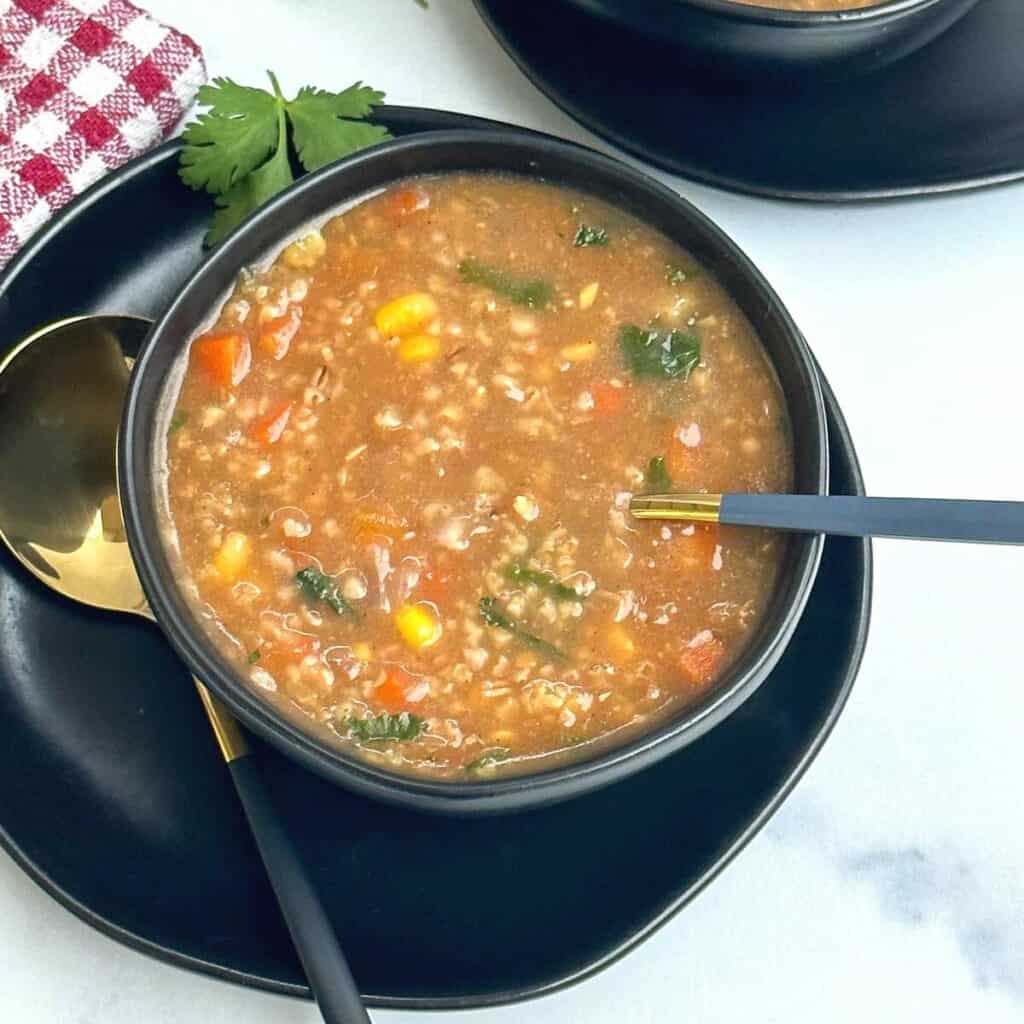 Sweet Corn and Steel Cut Oats Soup - Vidhya’s Vegetarian Kitchen
