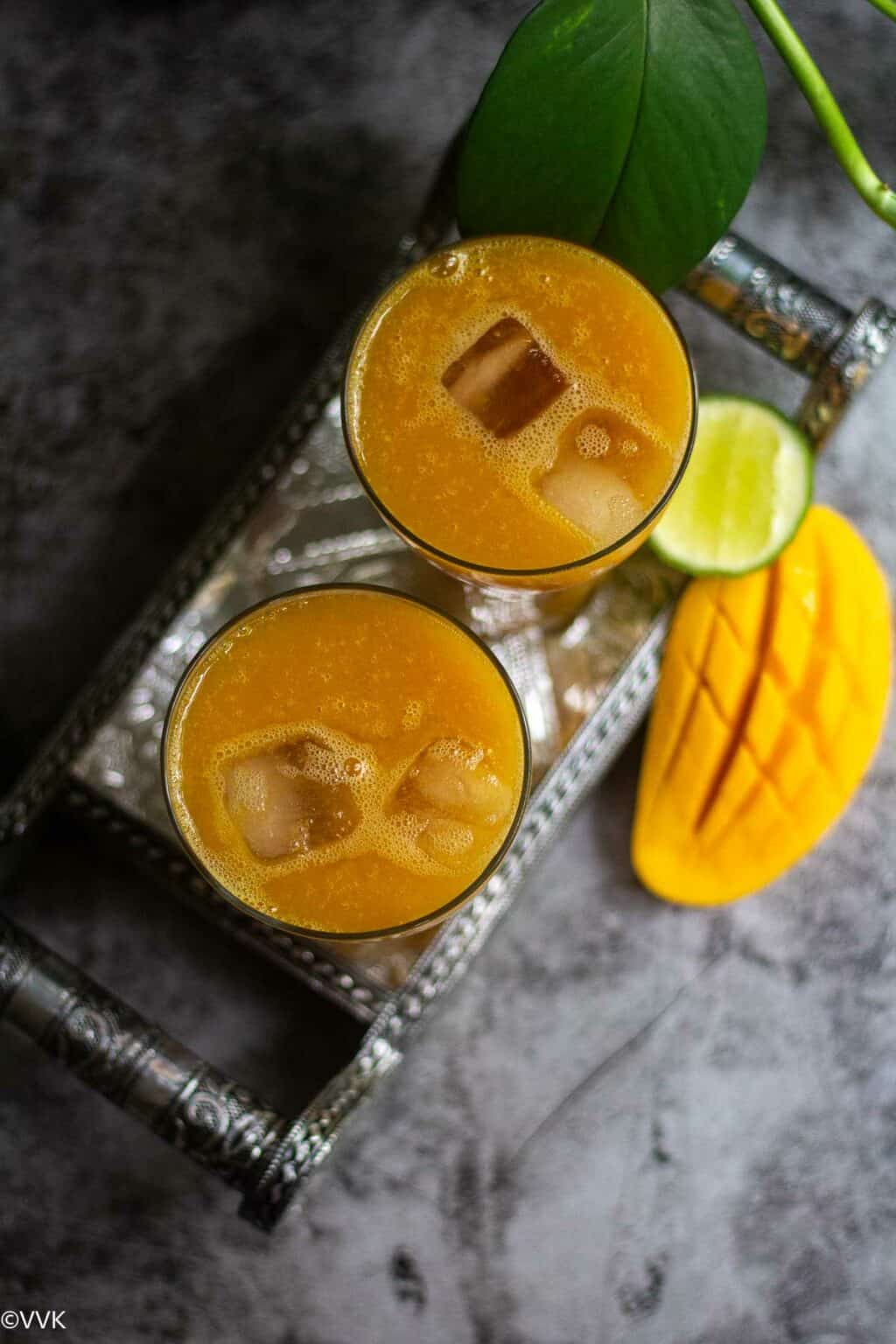 Refreshing Mango Iced Tea with Fresh Ingredients - Vidhya’s Vegetarian ...