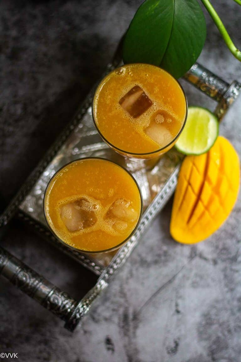 Refreshing Mango Iced Tea with Fresh Ingredients - Vidhya’s Vegetarian ...