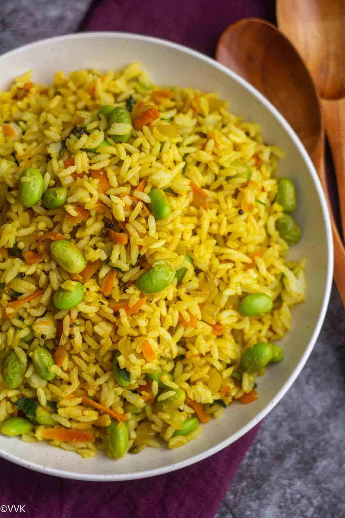 Edamame Masala Rice Recipe for Quick Meals