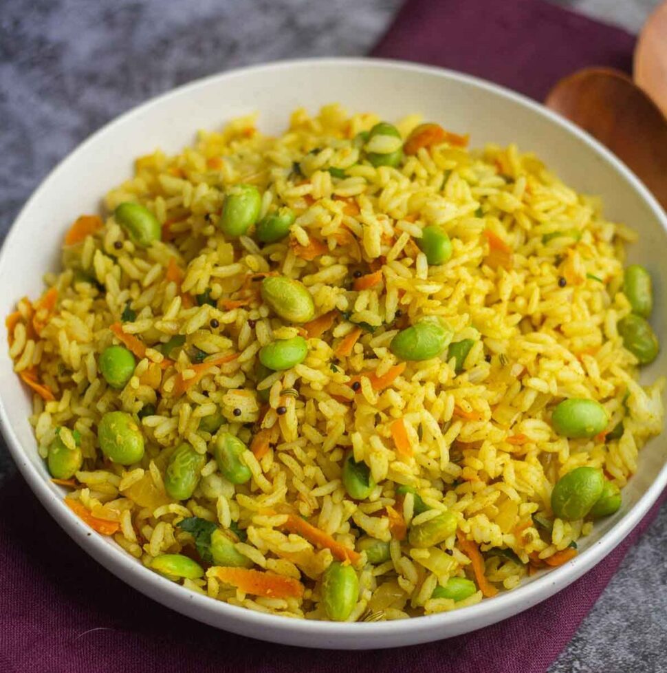 Edamame Masala Rice Recipe for Quick Meals